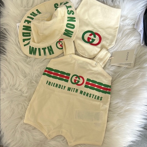 Gucci | Matching Sets | Gucci Cream And Green Matching Hat Set | Poshmark